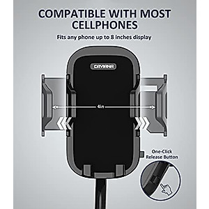 CAVIANA Dual Phone Holder for Car Cup Holder – Long Flexible Neck, 360° Rotatable Car Phone Mount - Adjustable Cell Phone Cup Holder, Universal Size Fits 2 iPhone, Samsung, GPS and More (Cradle)