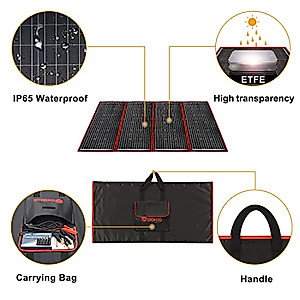 DOKIO 300W 18V Portable Solar Panel Kit Folding Solar Charger with 2 USB Outputs for 12v Batteries/Power Station AGM LiFePo4 RV Camping Trailer Car Marine