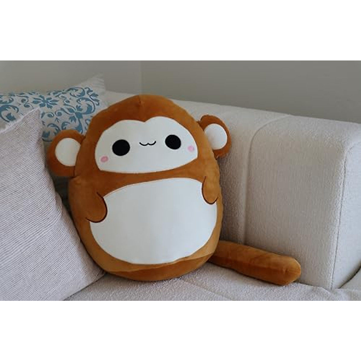 Snuggaboos Jumbo 17 Inch Mia The Monkey Plush Squish Pillow Original: Super Soft Cute Stuffed Animal Toy with Extra Long Tail - Perfect Plushie Gift for Kids, Adults and Baby