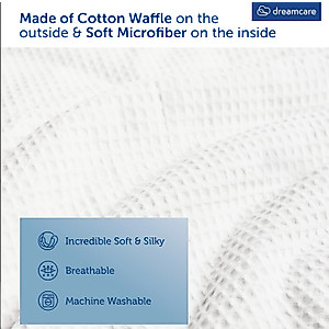 Waffle Duvet Cover King - Cooling Duvet Cover - Cotton Waffle Weave Duvet Cover Set with 1 King Duvet Cover and 4 Pillowcases - White Duvet Cover King Size - Cotton Duvet Cover (King, 104x90'' White)