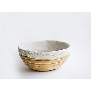 Bread Banneton 1kg (Rounde 8.6 x 3.5 inches) Willow Proofing Basket Best Bakery Themed Gifts For Women With Linen Liner Covers