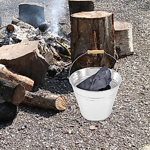 Zerodeko Ash Bucket with Handle, Fireplace Metal Bucket Charcoal Bucket Fireplace Ash Bucket Galvanized Coal and Hot Ash Pail for Indoor and Outdoor