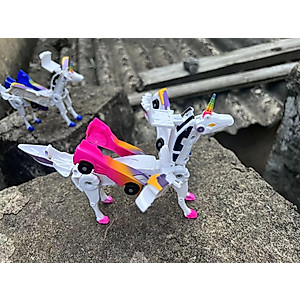 Transforming Car Robot Toys, Unicorn Racing Car Set, Boys and Girls, Automatic Deformation, Magnetic Connections, Educational, Collision to Magical Unicorns, Birthday Party (Pink)…