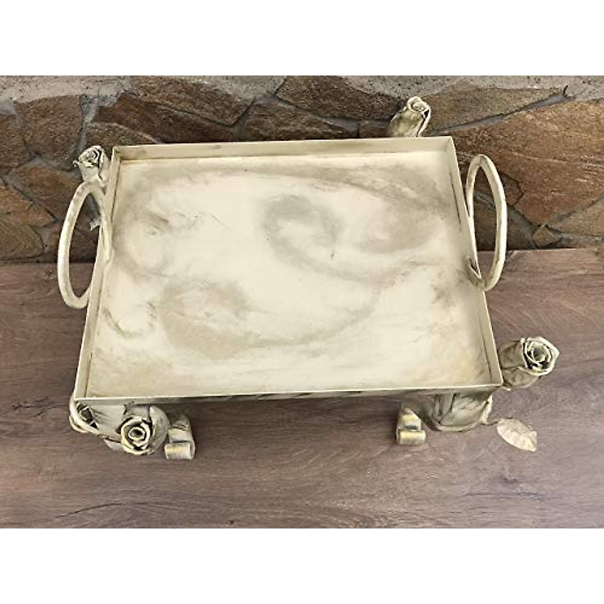 Breakfast in bed tray, iron anniversary gift for her, rose, floral, serving tray, coffee table, iron gift, iron gift for her, bed tray, tray