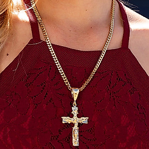 LIFETIME JEWELRY Extra Large Jesus on Cross Crucifix Necklaces for Men & Women 24k Real Gold Plated (XL Jesus on Cross Crucifix)