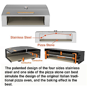 BakerStone Pizza Oven Box Kit With Pizza Stone, Outdoor Indoor Stainless Steel Pizza Oven For Gas Grill