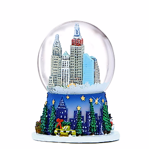 Mini New York City Christmas Snow Globe and Rockefeller Center Skyline NYC Snow Globes