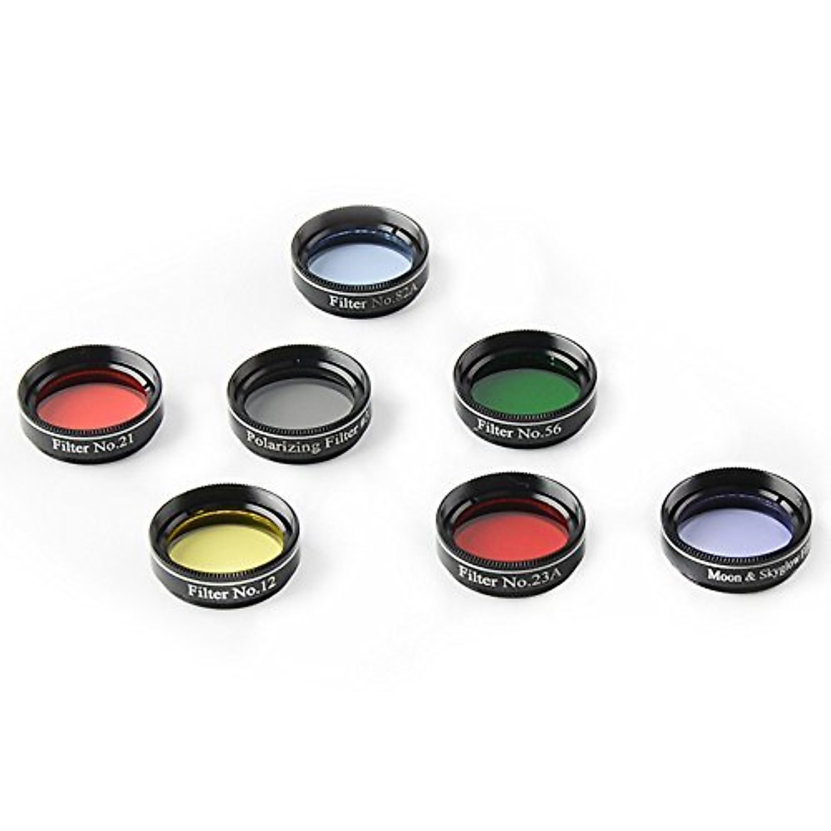 Solomark 1.25 Inch 7pcs Telescope Filters Set - 5 Color Filters, Moon&Skyglow Filter, Polarizing Filter #3 Filter - Filter Set for 1.25" Telescope Eyepiece