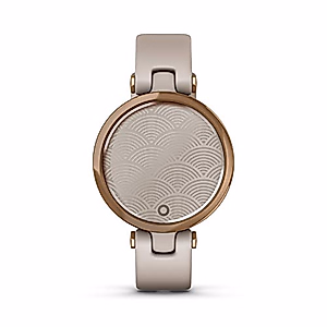 Garmin Lily™, Small GPS Smartwatch with Touchscreen and Patterned Lens, Rose Gold and Light Tan