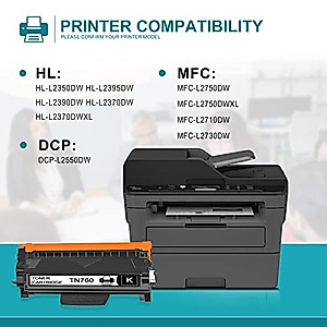 ZY TN760 Compatible (1 Pack, Black) Toner Cartridge Replacement for Brother HL-L2350DW HL-L2395DW MFC-L2710DW MFC-L2750DW DCP-L2550DW TN760 TN-760 TN730 TN730 TN-730 TN 730 Printers Toner Cartridge
