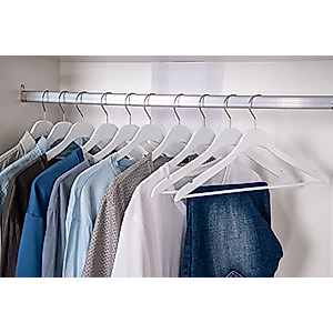 20 Luxury Slim Space Saving Wooden Clothes Hanger with Squared Pant Bar Best for Shirts, Blouses, Pant, Dress, Hangers White (White - Shirt with Pant Bar, 20)