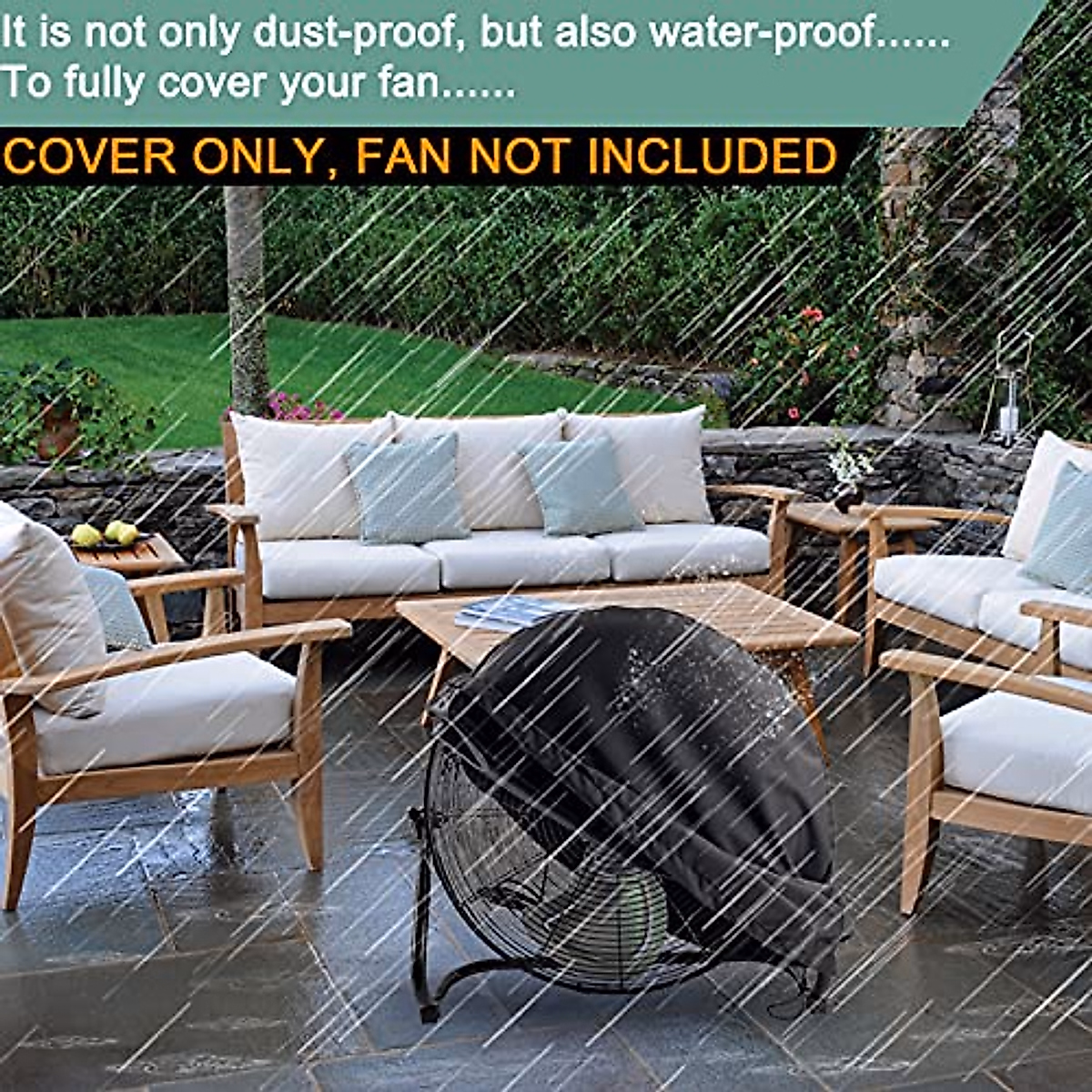ELONGRIVER Industrial Fan Cover,Waterproof&Dustproof Cover for 20” High Velocity Floor Fan, Household Fan Cover For Outdoor in Heavy Duty Material