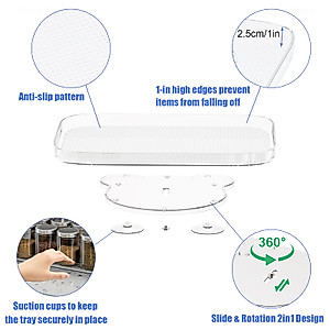 NiHome Rectangular Lazy Susan Organizer for Refrigerator, 360 Rotation Turntable, Premium PC Tray, Easy Installation, Multifunctional Organizer for Spices, Makeup & More (Large)