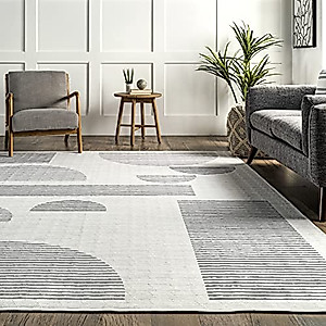nuLOOM FAE Geometric Shapes Machine Washable Area Rug, 8' x 10', Beige