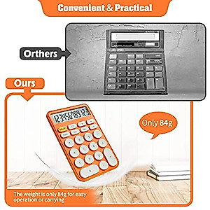 AOAILION Standard Calculator 12 Digit with Large LCD Display and Big Buttons,Cute Calculator,Desktop Calculator for Office, Home, School (Orange+White)
