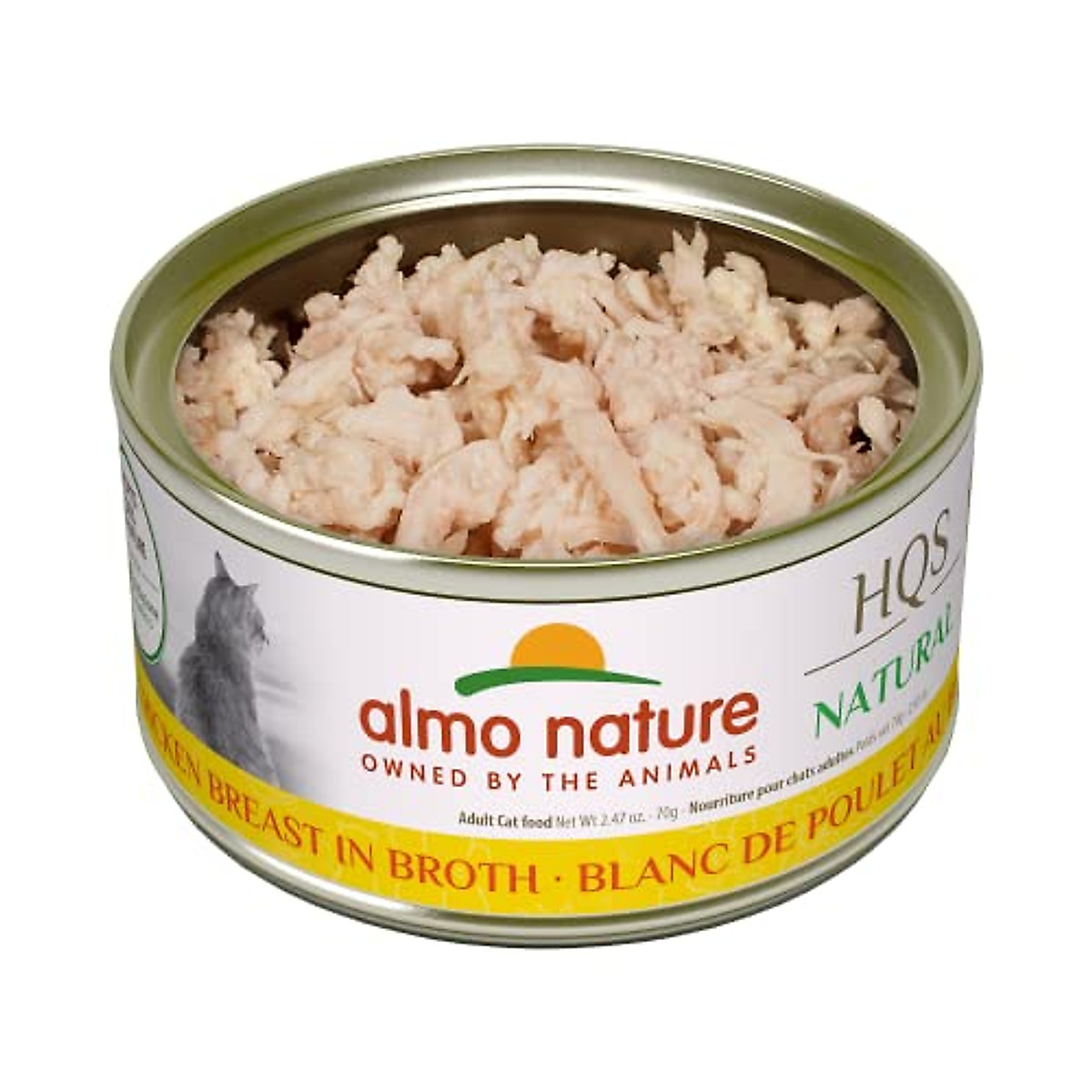 Almo nature HQS Natural - Chicken Breast in Broth Grain Free Wet Canned Cat Food (24 Pack of 2.47 oz/70g Cans)