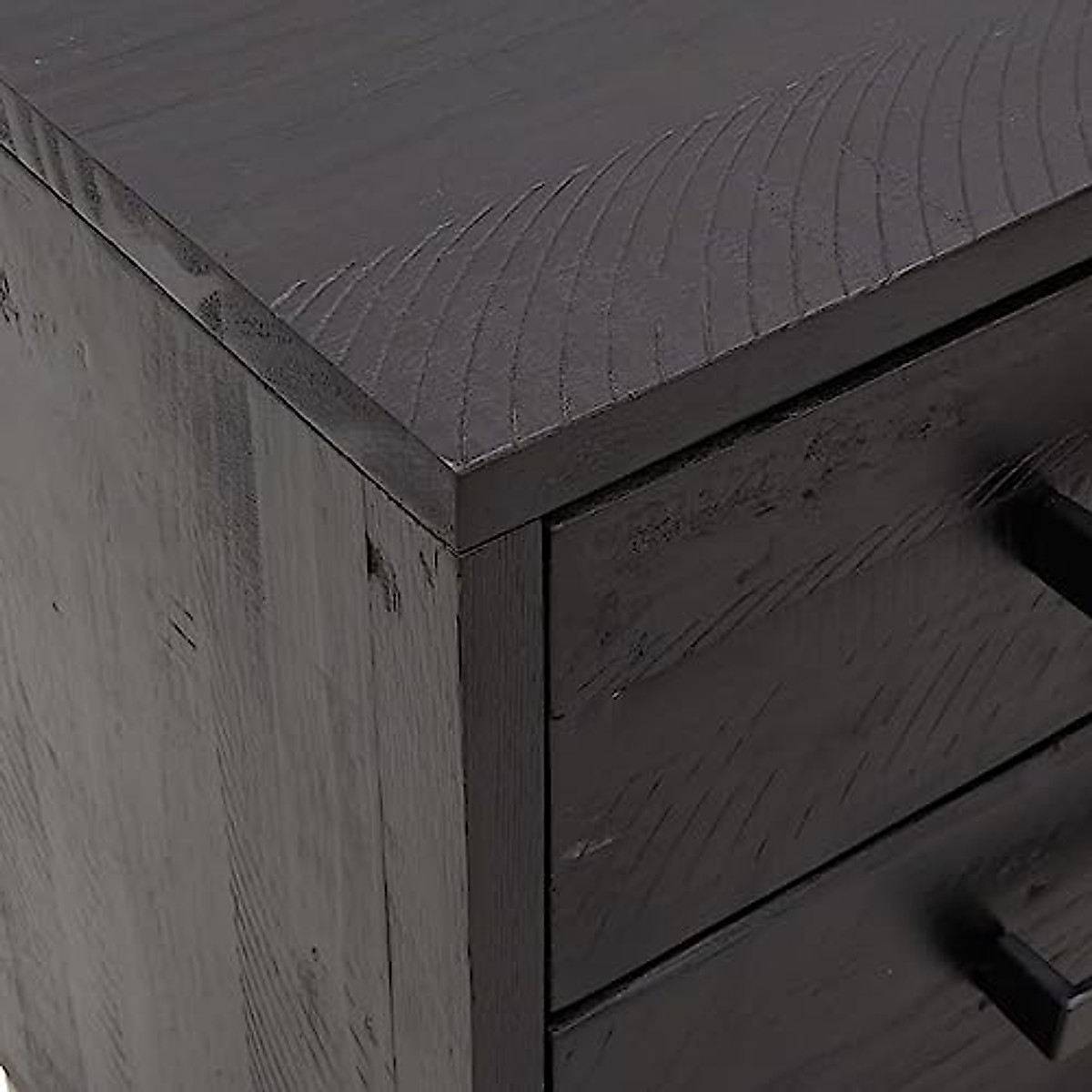 YAFF Bedside Cabinet Black 15.7"x11.8"x21.7" Solid Wood Pine