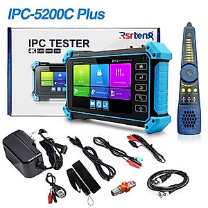 Rsrteng IP Camera Tester with Cable Tracer, IPC-5200C Plus 8MP AHD CVI TVI SDI CVBS IP Camera Test 4K HD Display Video Monitor 5.4 inch IPS Touch Screen IPC Tester Support POE PTZ RS485 HDMI & VGA