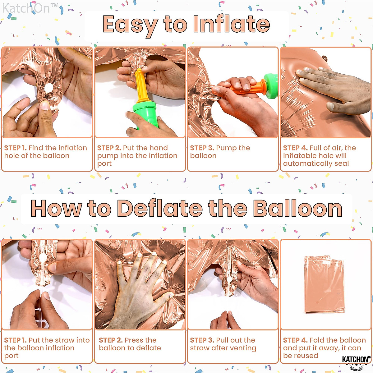 KatchOn, Rose Gold 50th Birthday Balloons - Giant, 40 Inch | 50 Balloon Number | 50th Anniversary Decorations