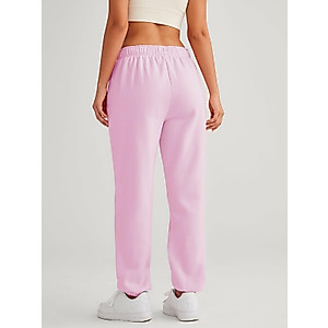 AUTOMET Women’s Casual Baggy Fleece Sweatpants Preppy Clothes High Waisted Joggers Pants Athletic Lounge Trousers Pink