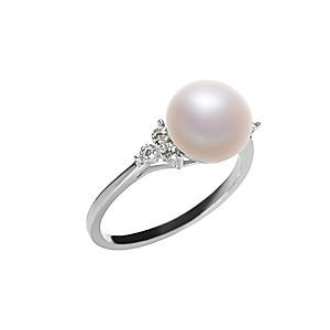 Dacey White 8-9mm AAA Quality Freshwater 925 Sterling Silver Cultured Pearl Ring For Women - Size-5