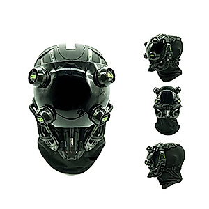 Punk Helmet Mask Cosplay with LED Light, for Cyberpunk Mask Cosplay Costume Props Futuristic Punk Mask Halloween for Men Boys