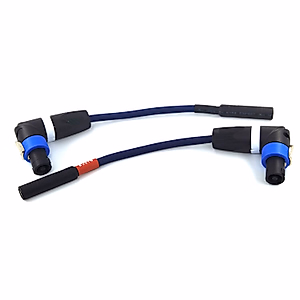 WJSTN-19 1/4 TS Female to Right Angle Speakon Speaker Audio Cable Right Angle Speakon To6.35 mm（Female） Mono Jack Adapter，1/4" to Twist Lock Right Angle Speak-on Cord -2 Pack (6IN)