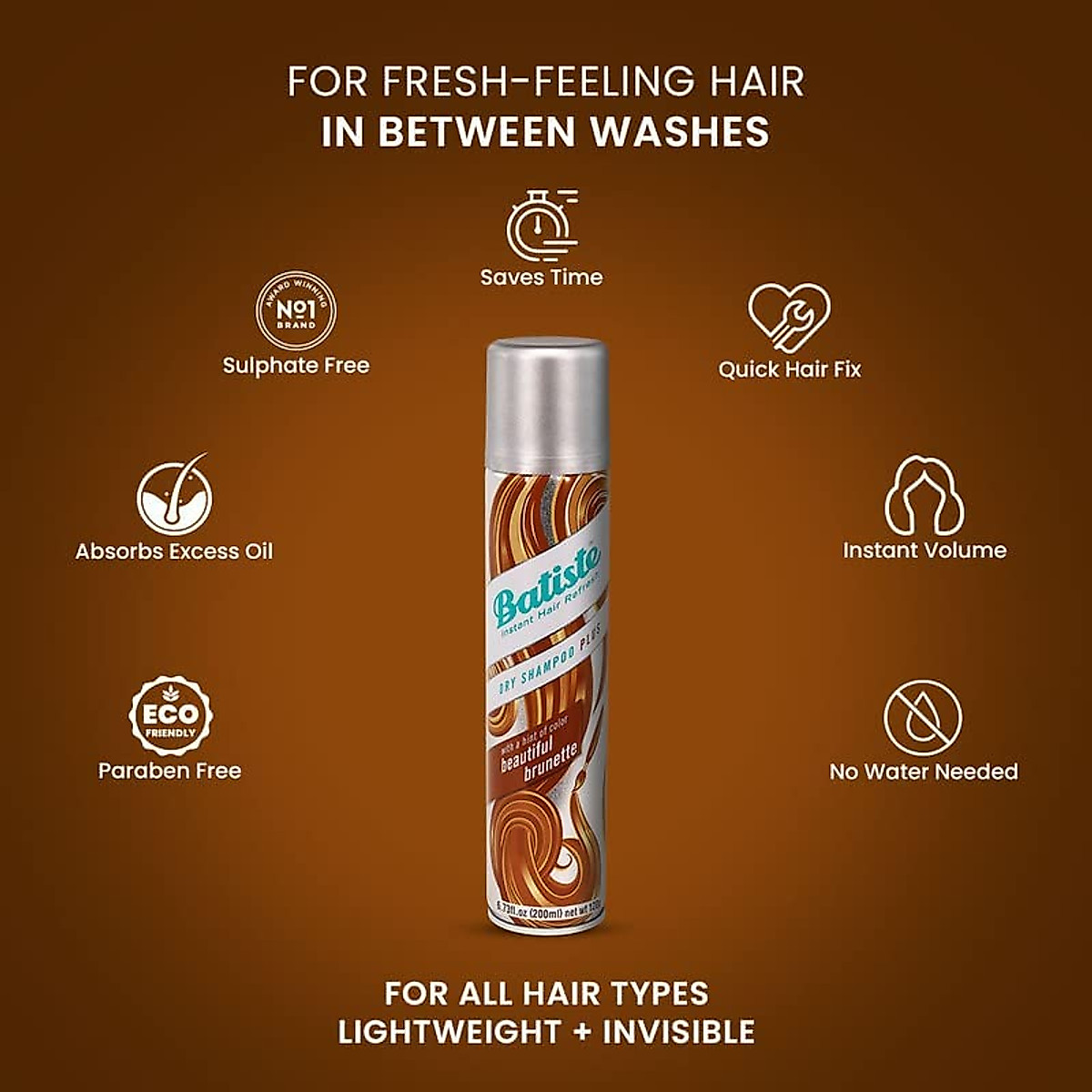 Batiste, Dry Shampoo, Beautiful Brunette, 6.73 fl. oz.