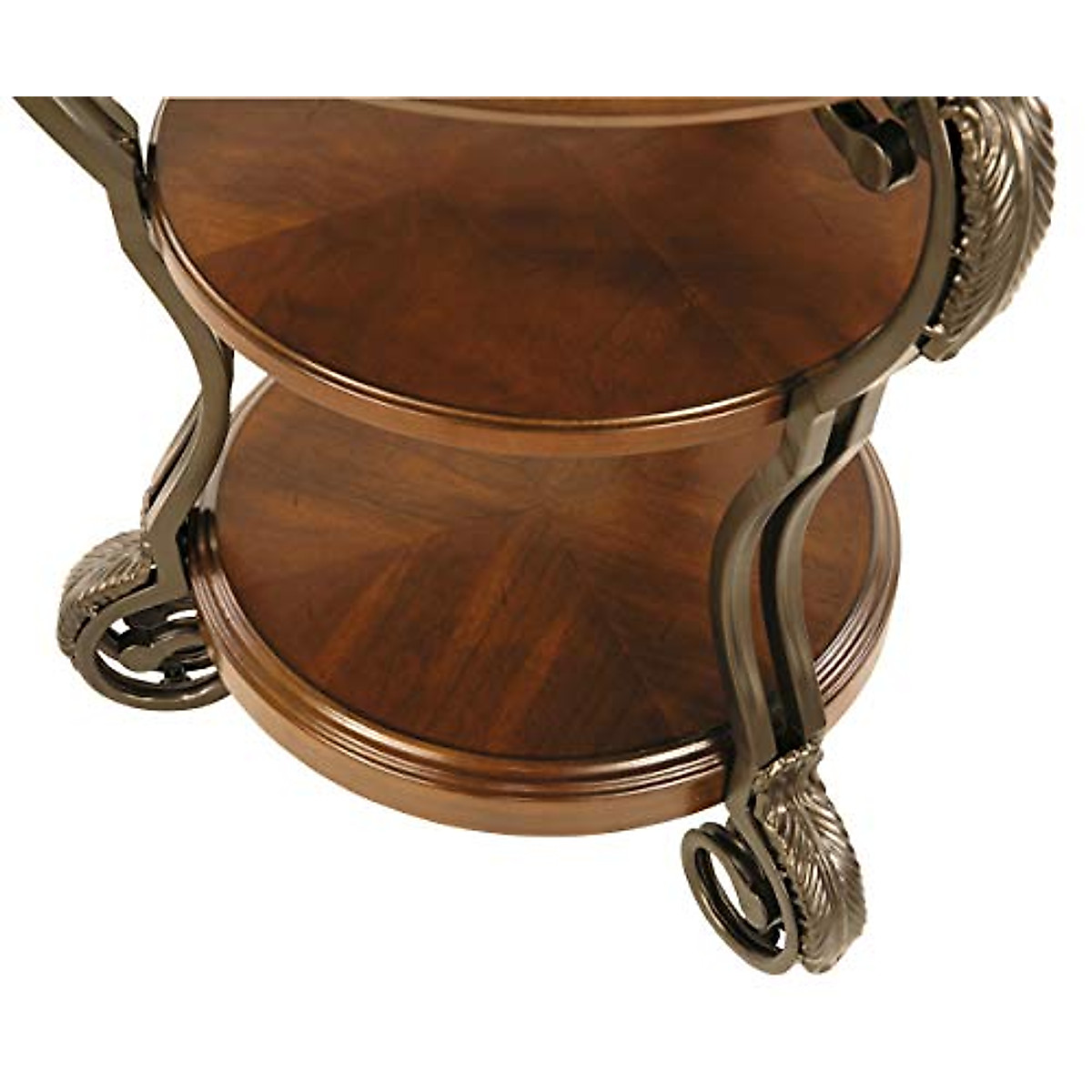 Signature Design by Ashley Nestor Traditional Hand-Finished Chairside End Table with 2 Fixed Shelves, Dark Brown