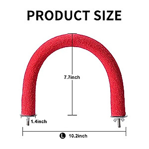 FrgKbTm Parrot Perch Stand, U Shape Quartz Sands Bird Stick Paw Grinding Rough-surfaced Large Bird Perches for Parakeets,Macaw,Parrots Cages Toy (Red Large)