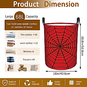 UIUPRO Laundry Hamper, Spider Web Red Laundry Basket,Waterproof Foldable Storage Bin for Bedroom,Clothes Organizer Basket,Toys Box 16x20 Inch