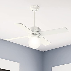 Hunter Fan Company 50275 Hepburn Ceiling Fan, 44, Matte White Finish