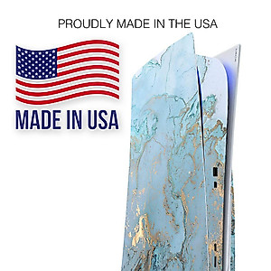 ITS A Skin Skins Compatible with Sony Playstation 5 Console Disc Edition - Protective Decal Overlay Stickers wrap Cover - Teal Blue Gold White Marble Granite