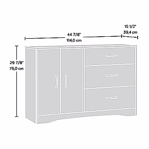 Sauder Beginnings 3-Drawer Dresser Finish Summer Oak, L: 45.0" x W: 15.75" x H: 29.92", Brown Beige Gray Black
