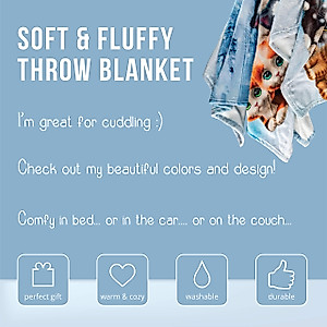 Cat Throw Blanket, Adorable Extra-Large Kitty Cat Blanket for Adults, Kids, Boys, Girls, and Kittens, Fleece Cat Blanket (50in x 60in) Warm, Cozy, and Plush Throw for Bed, Couch, and Sofa