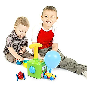 KLQQLK Balloon Powered Launch Car,Balloon Air Inflator Hand Push Mini Plastic Air Power Balloon Racer Vehicle Car Toy for Kids Gift (Frog)