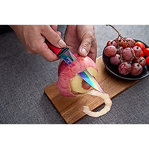 SiliSlick Stainless Steel Steak Knife Set - Titanium Coated Colorful Kitchen Knives with Straight Edge, Smooth & Sharp - Rainbow Iridescent Kitchen Gifts & Accessories