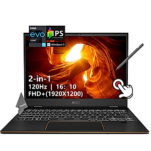 MSI Summit E13 13.4" 2-in-1 Laptop, 14 cores 12th Gen Intel EVO Core i7-1280P, 120Hz, 100%sRGB, 16:10, Wi-Fi 6E, DTS, Hi-Res, Thunberbolt 4, W/Cloth and MSI Pen (16GB LPDDR5 RAM | 1TB PCIe SSD)