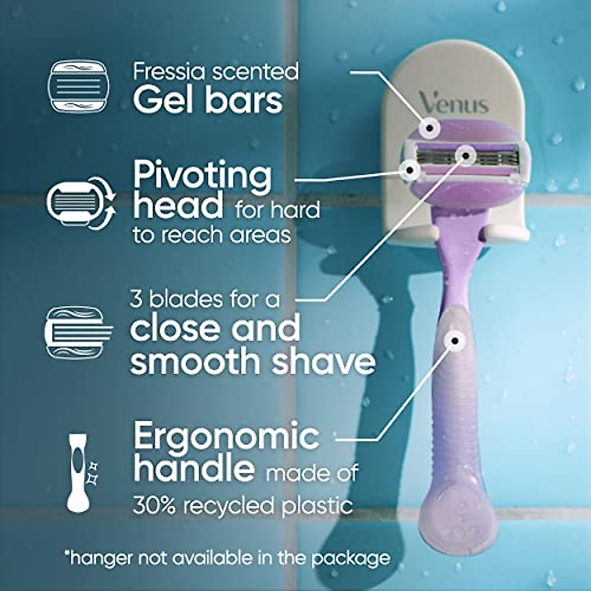 Gillette Venus ComfortGlide Freesia Women's Razor - 1 handle + 2 refills