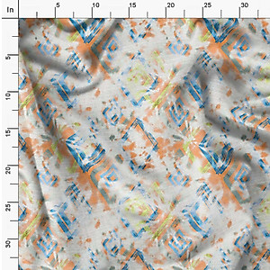 Soimoi Floral Print, Cotton Cambric, Quilting Fabric Sold by The Yard 42 Inch Wide, Medium Weight Cotton Fabric, Sewing Supplies,White & Orange