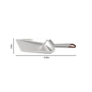 Everdure Stainless Steel Charcoal Shovel, Metal Scoop for Charcoal and Wood Pellets, Built-in Leather Hang Strap for Easy Storage, Ideal BBQ Tool for Charcoal or Pellet Grill, Silver