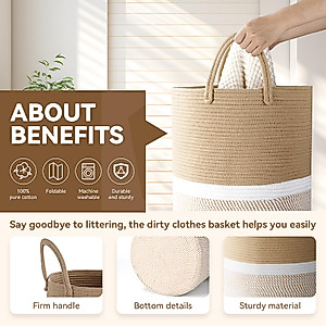 Laundry Storage Basket Large，Tall Rope Baskets for Storage，Cute Blanket Basket，Suitable for Living Room, Bedroom, Farmhouse，Can Be Decorative and Used to Store Toys