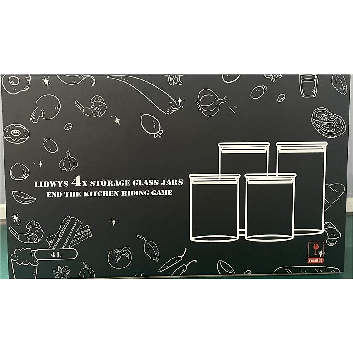 LIBWYS Pantry Glass Storage Jars with Bamboo Lids Set of 4, 135oz Airtight Food Containers Kitchen Storage Jars - Dishwasher Safe (4pack)