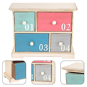 Zerodeko Cabinet Dresser Covered Makeup Organizer Makeup Vanity Desk Dresser Makeup Organizer Desk Storage Drawer Apothecary Cosmetic Holder Rustic Wood Storage Box Dressing Table