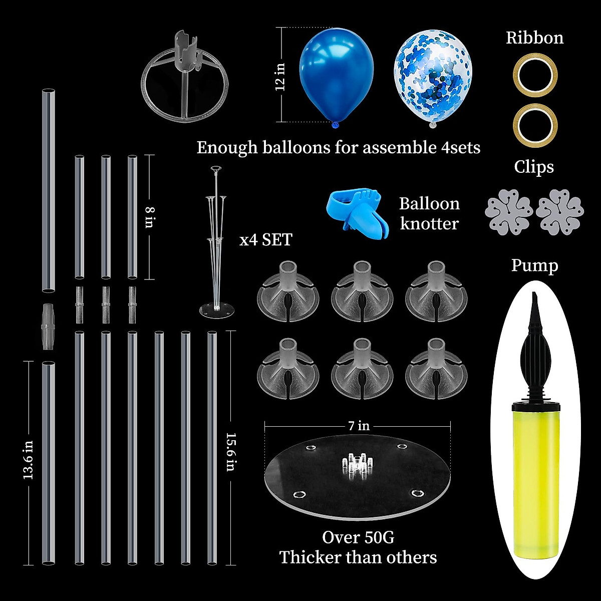 ZJDHPTY Blue Balloon Stand Centerpiece Table Decorations for Men's Birthday Father's Day Retirement Graduation Decorations Class of 2025(Blue set4)