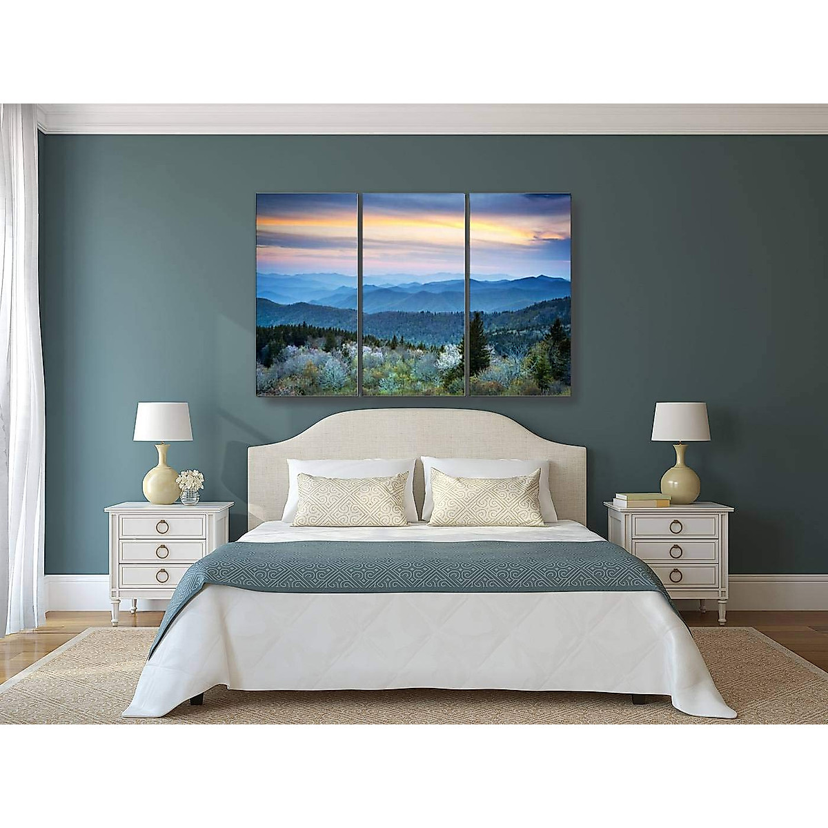 YKing1 Scenic Blue Ridge Parkway Appalachians Smoky Mountains Spring Landscape Wall Art Painting Pictures Print On Canvas Stretched & Framed Artworks Modern Hanging Posters Home Decor 3PANEL