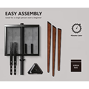 FITUEYES Design Corner TV Stand for 37 43 50 55 65 Inch TV, Tripod TV Stand Modern Easel TV Floor Stand for LED LCD Screens with Concealed Storage Wood Iron TV Furniture, Picasso Series