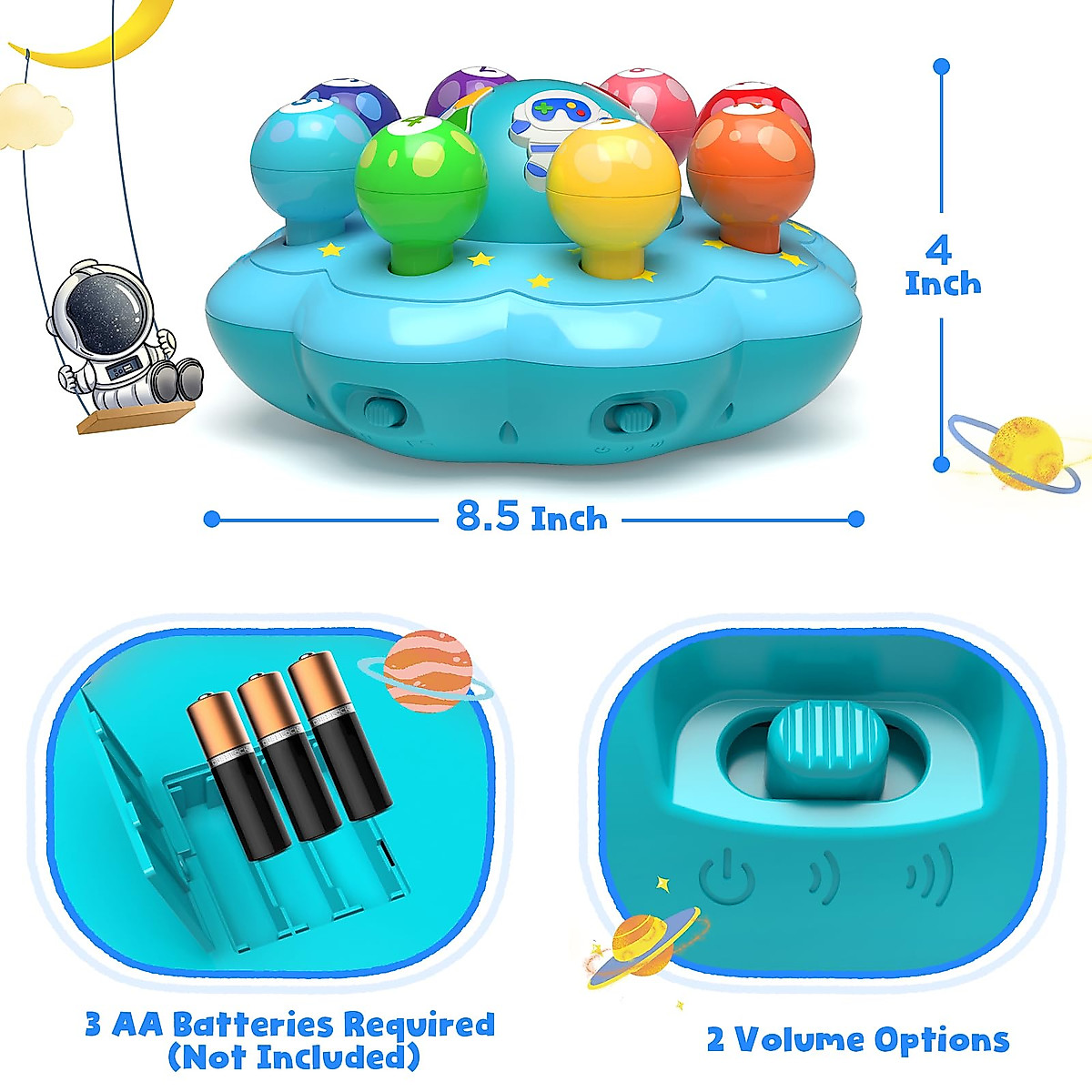 Bilingual Learning Toy for 1-2 Year Old Boy Girl, Light Up Baby Development Toy for 9-12-18 Month, Musical Interactive Educational Toddler Toys age 1-2, Christmas Birthday Gifts for 1+ Year Old