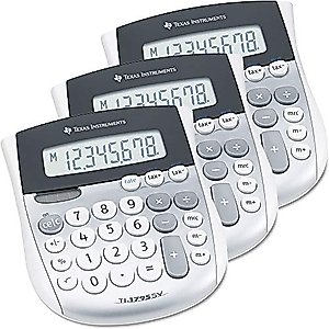 Texas Instruments TI1795SV TI-1795SV Minidesk Calculator, 8-Digit LCD (Pack 3)
