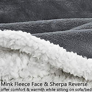 Tirrinia Sherpa Wearable Blanket Ultra Soft Comfy Warm Plush Full Body Throw with Sleeves, Reading Wrap TV Blankets Robe Cover for Adult Grandma Women and Men, Grey